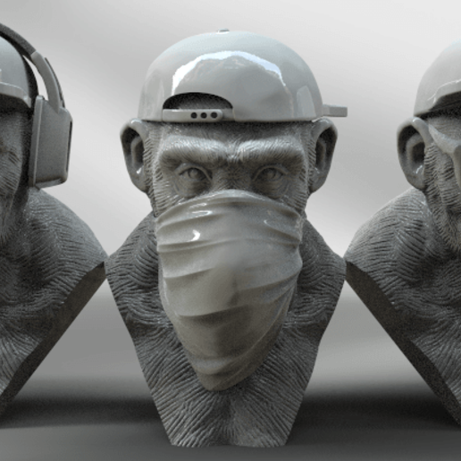 Download STL file 3 Wise Monkeys • 3D print design ・ Cults