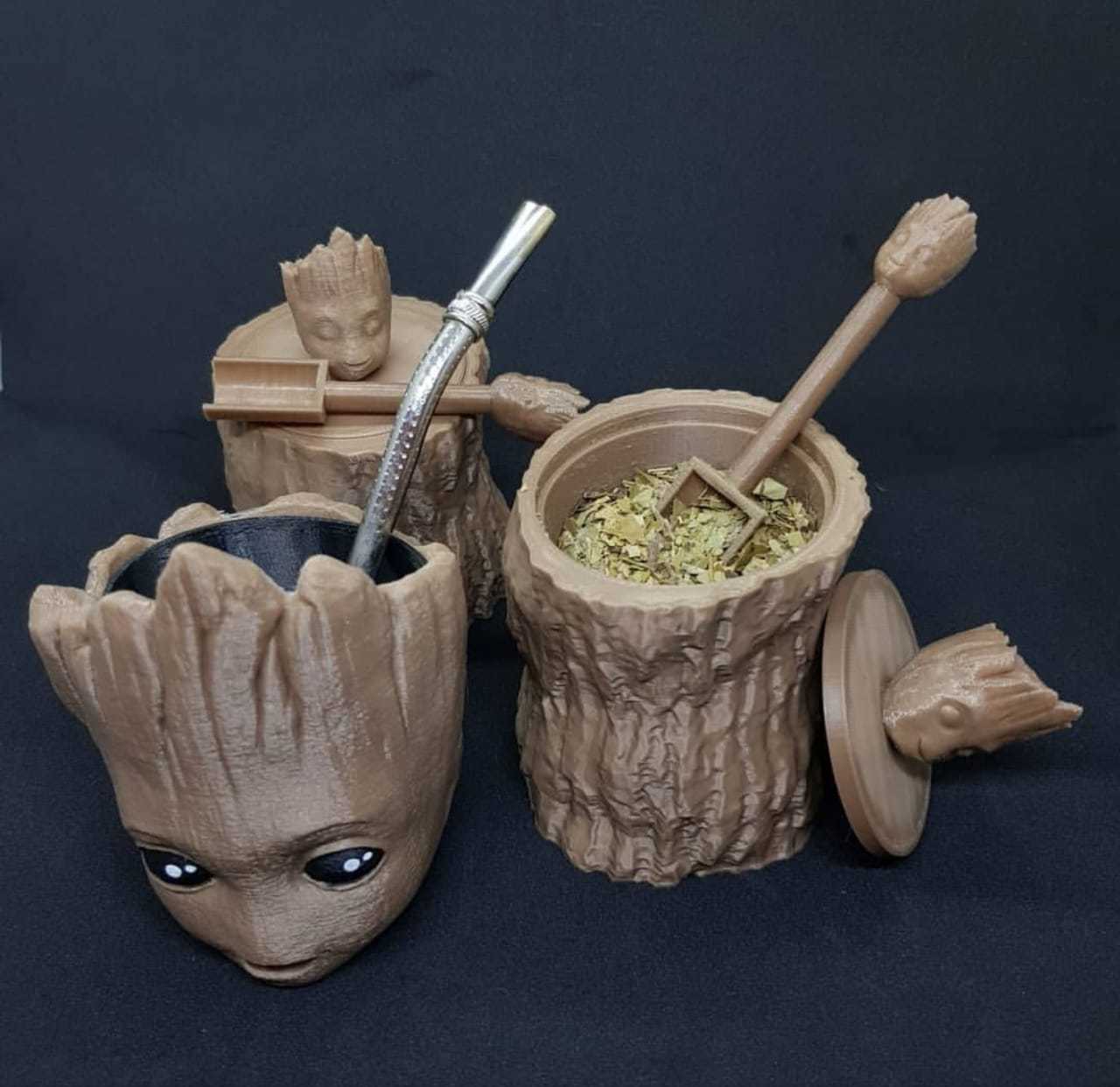 STL file set mate baby groot complete sugar and herb・Model to download ...