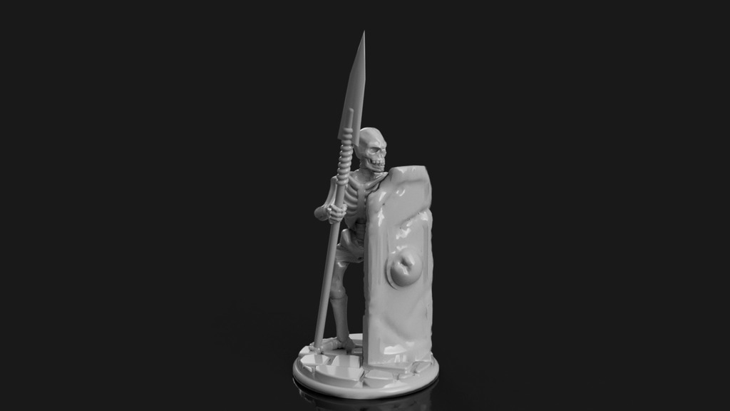 Free 3D file Living Bones with Long Spear and Tower Shield・Object to ...