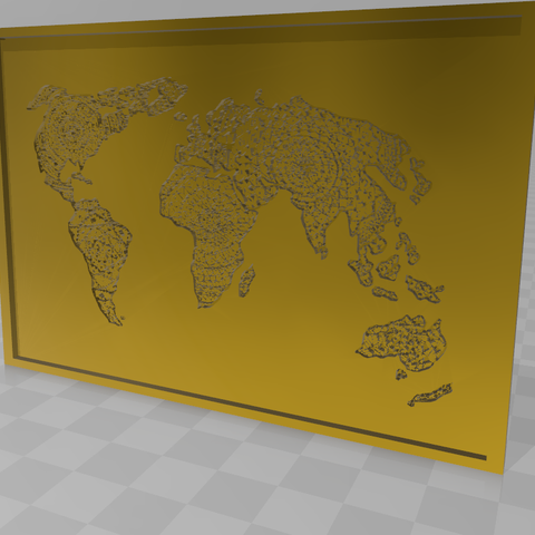 Download STL file 3D map of the world, handdrawn picture with frames ...