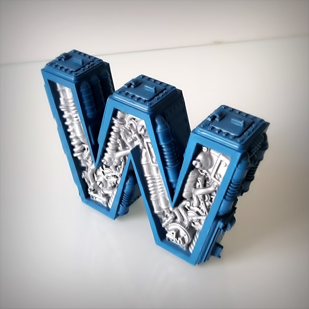 STL file STEAMPUNK LETTER W・3D printer model to download・Cults
