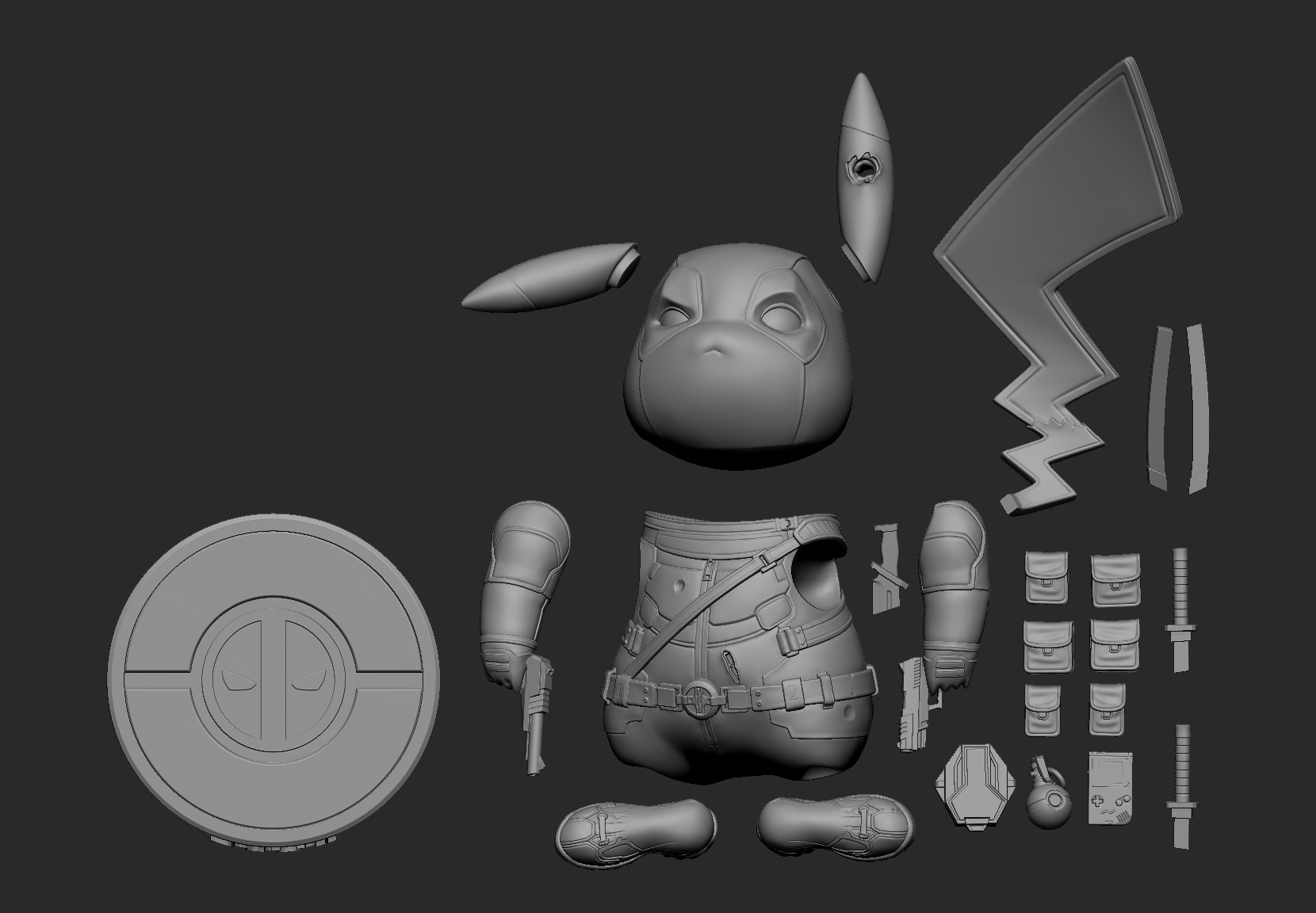 STL file Pikachu deadpool 🐉・Design to download and 3D print・Cults
