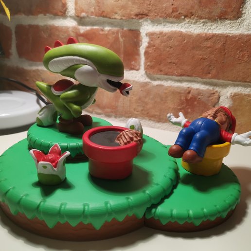 3D print Yoshi Aliens Mashup Diorama • made with Anycubic Photon ・ Cults