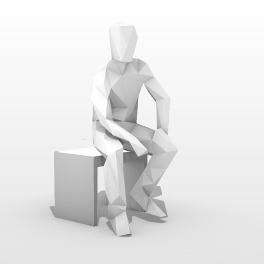 Download 3D model Low poly Man Sitting ・ Cults