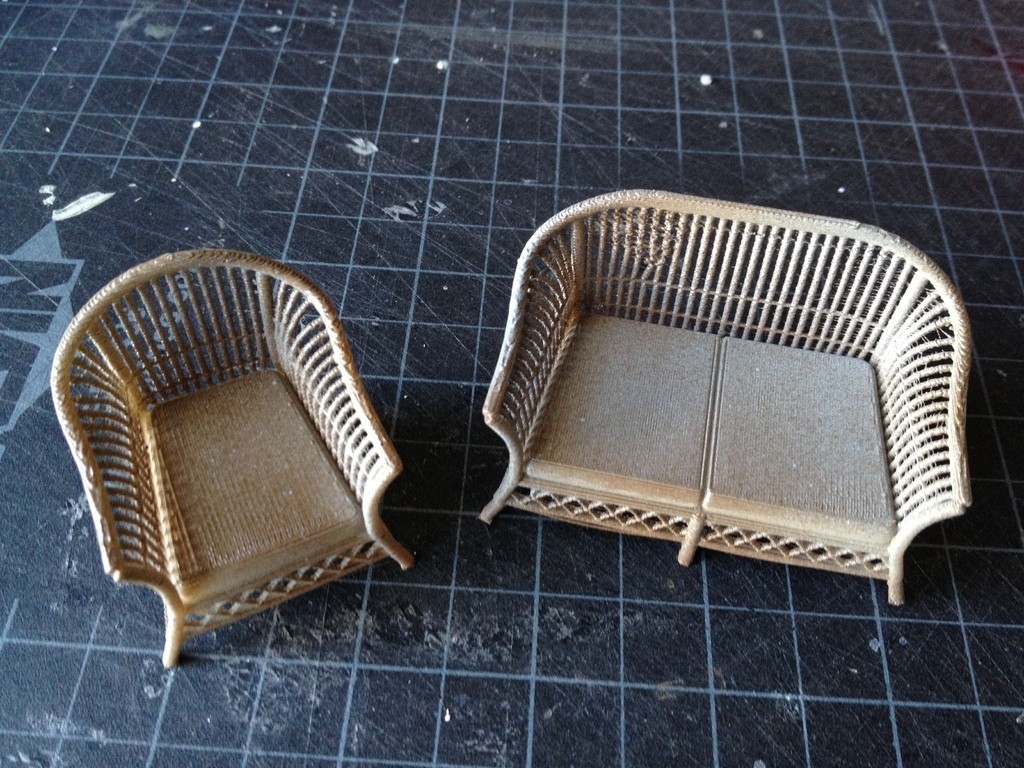 Free STL file 1:24 Wicker Furniture Set・3D print design to download・Cults
