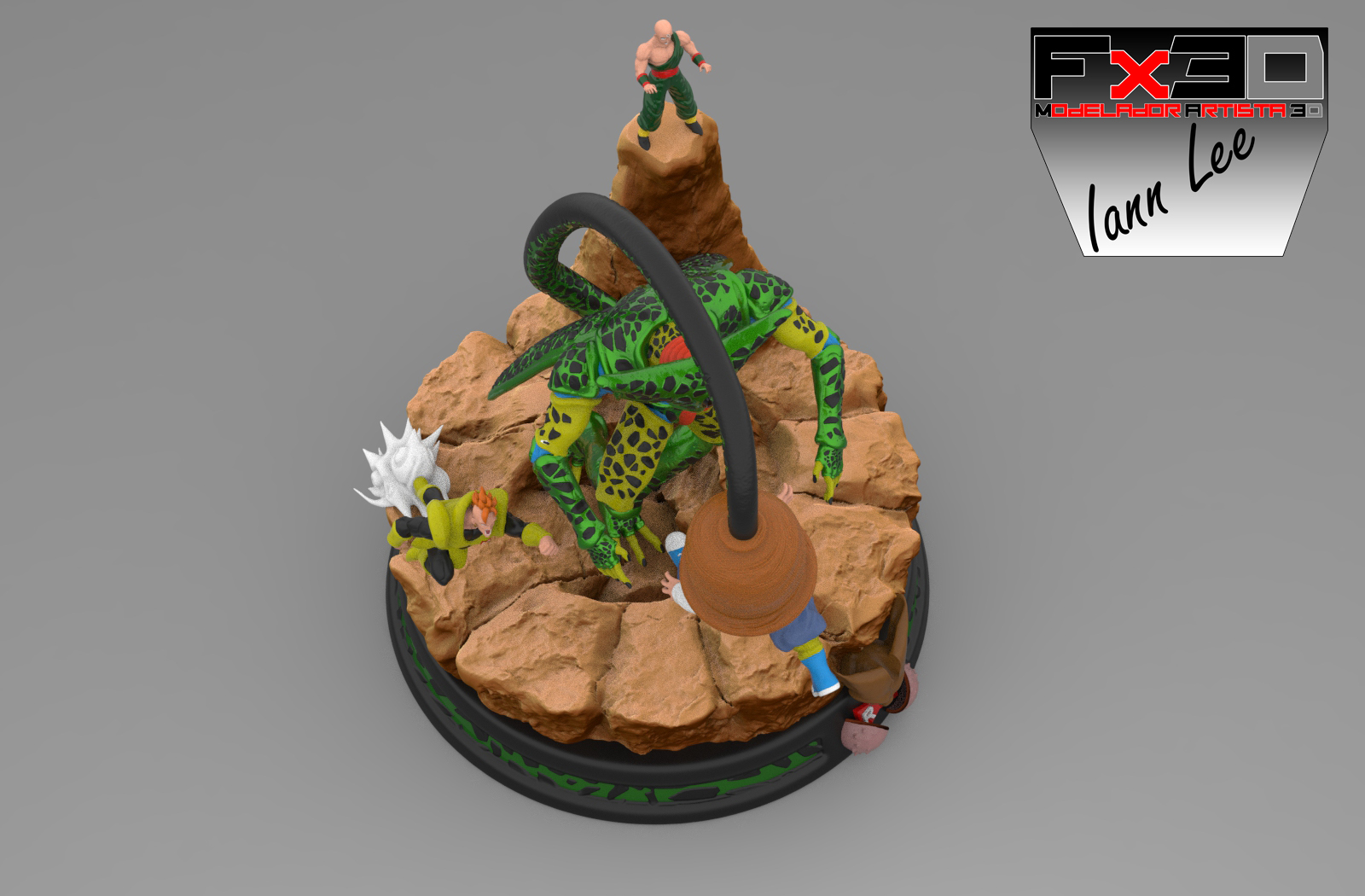 3D file Cell vs android 17 and 16 Tenshinhan Dragon Ball Z 3D print ...