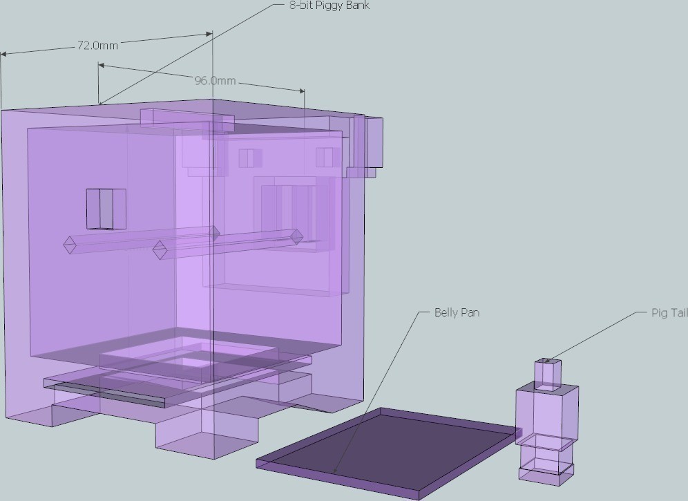 Free STL file 8-bit Piggy Bank・3D print design to download・Cults