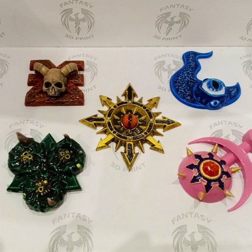 Download OBJ file Chaos Gods symbol pendant • 3D printing design ・ Cults