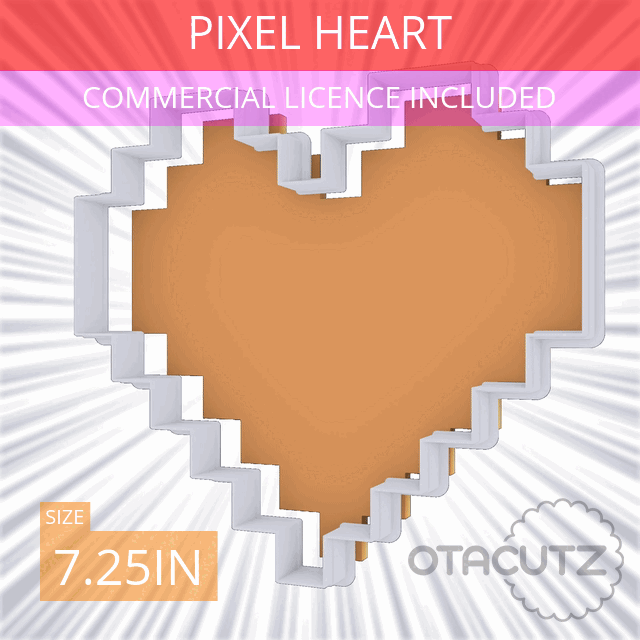 Archivo 3D Pixel Heart Cookie Cutter 7.25in / 18.4cm・Diseño de ...