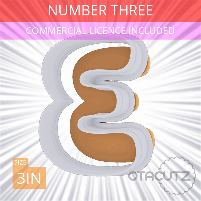 3D file Number Three Cookie Cutter 3in / 7.6cm・3D print design to ...