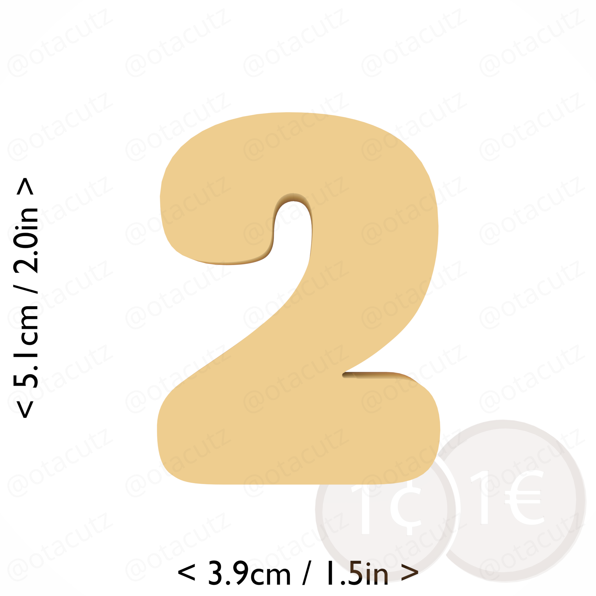 STL file Number Two Cookie Cutter 2in / 5.1cm・3D printing template to ...