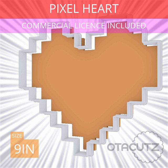 STL file Pixel Heart Cookie Cutter 9in / 22.9cm・3D printing idea to download・Cults