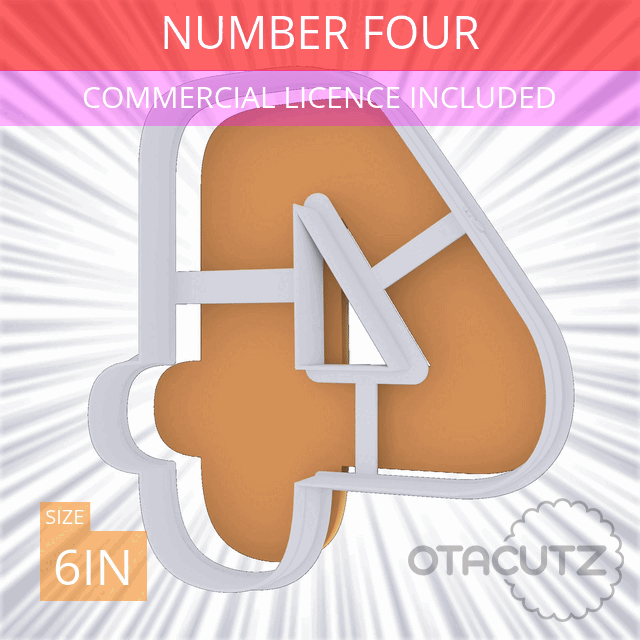 STL file Number Four Cookie Cutter 6in / 15.2cm・3D print design to ...