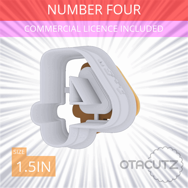 Archivo 3D Cortador de galletas del número cuatro 1.5in / 3.8cm・Modelo ...