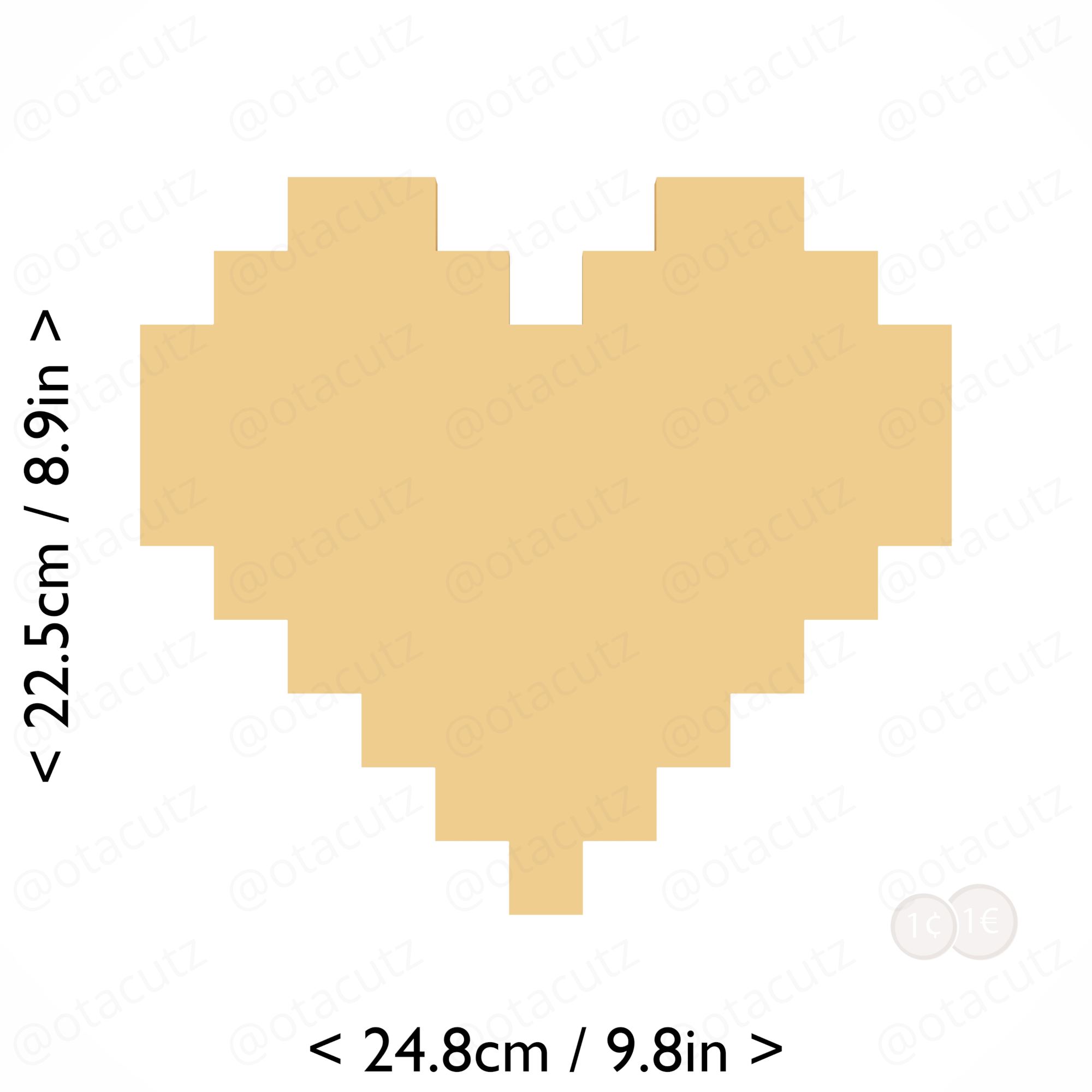 Archivo 3D Pixel Heart Cookie Cutter 9.75in / 24.8cm・Objeto de ...