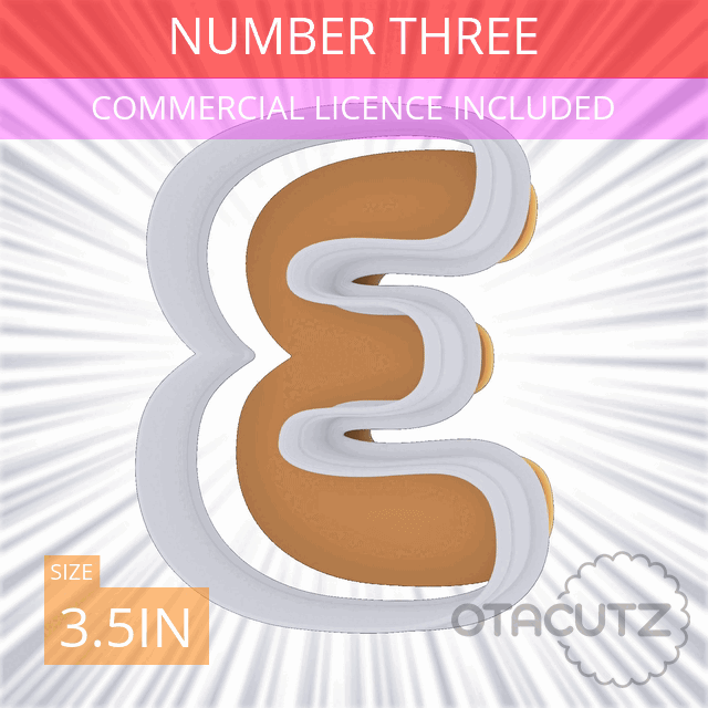 STL file Number Three Cookie Cutter 3.5in / 8.9cm・3D printable model to ...