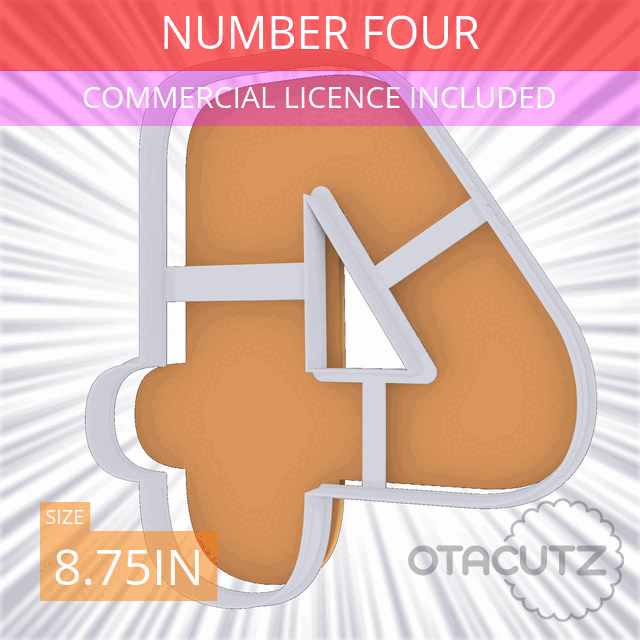 STL file Number Four Cookie Cutter 8.75in / 22.2cm 🍪・3D printable model ...