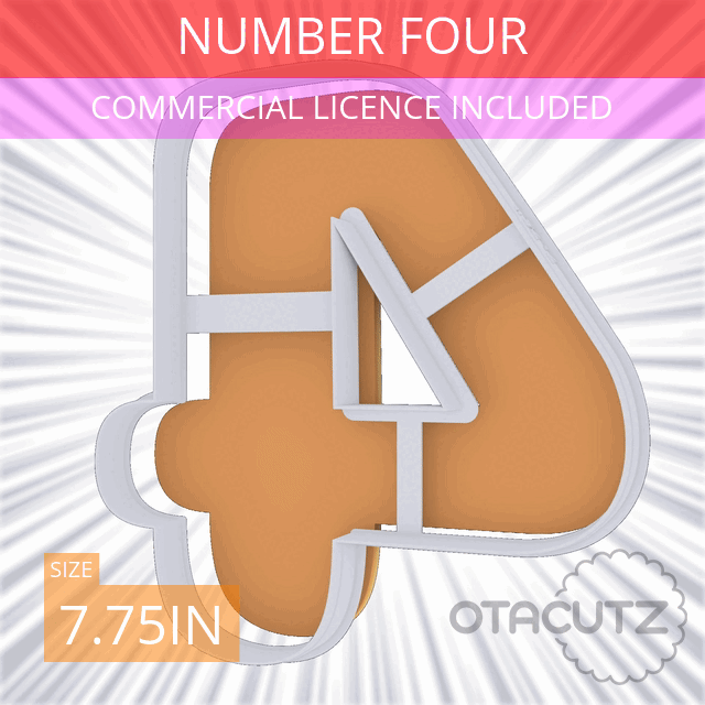 STL file Number Four Cookie Cutter 7.75in / 19.7cm・3D print model to ...