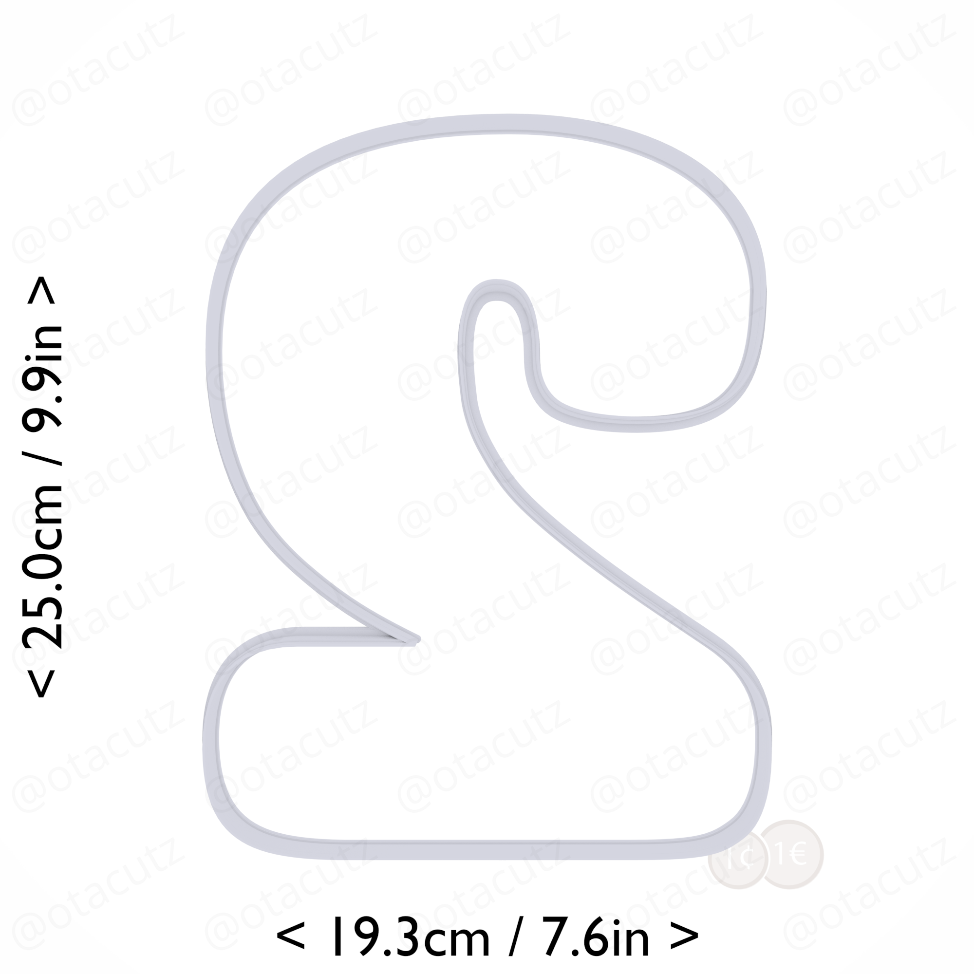 3D file Number Two Cookie Cutter 9.5in / 24.1cm・3D printable design to ...