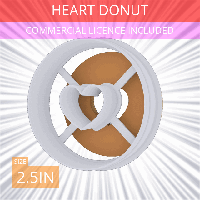 3D file Heart Donut Cookie Cutter 2.5in / 6.4cm 💜・3D printing design to ...