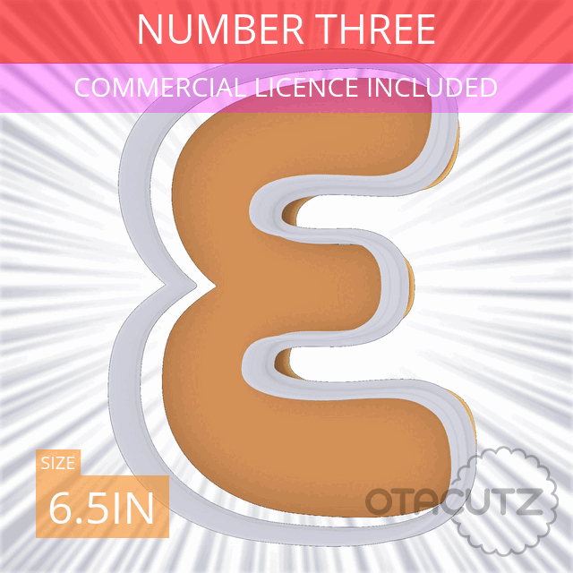 STL file Number Three Cookie Cutter 6.5in / 16.5cm・3D printer model to ...