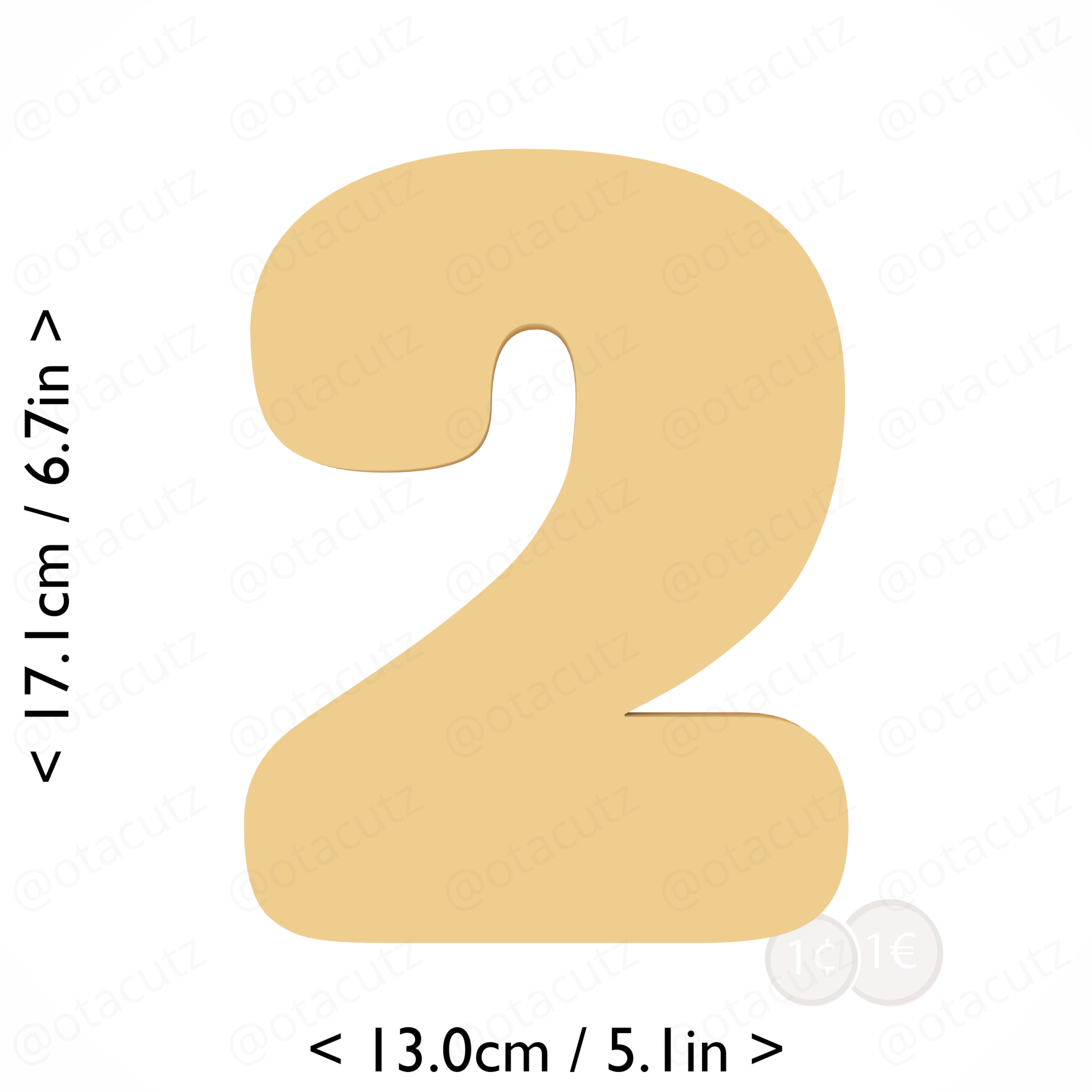 STL file Number Two Cookie Cutter 6.75in / 17.1cm・3D printing model to ...