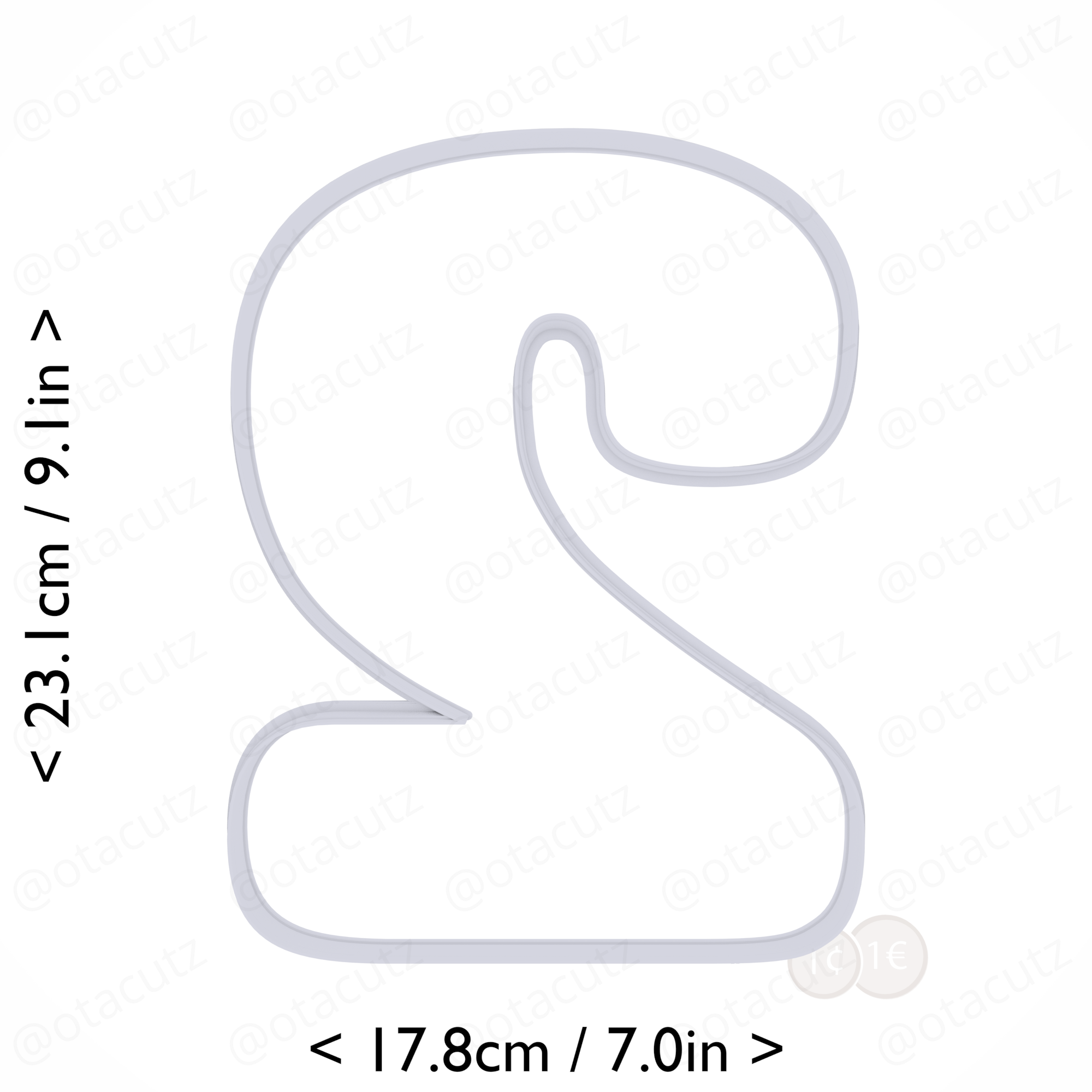 STL file Number Two Cookie Cutter 8.75in / 22.2cm・Model to download and ...