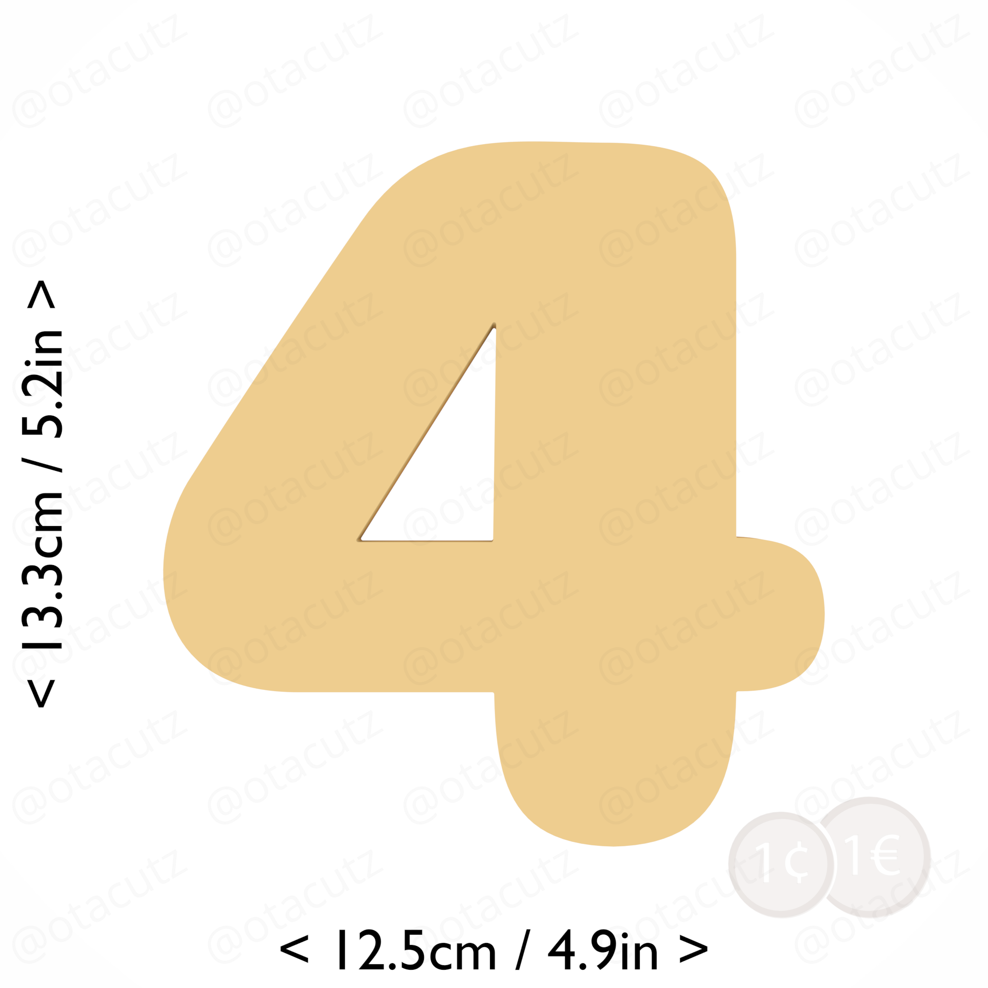 STL File Number Four Cookie Cutter 5 25in 13 3cm 3D Printer Model To