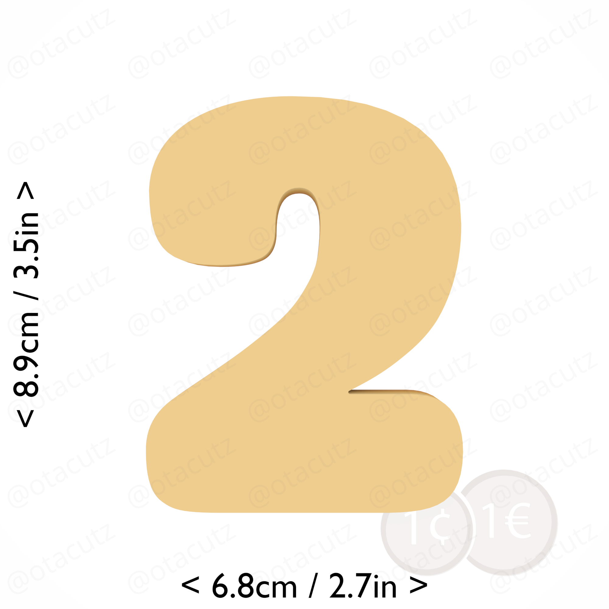 3D file Number Two Cookie Cutter 3.5in / 8.9cm・Model to download and 3D ...