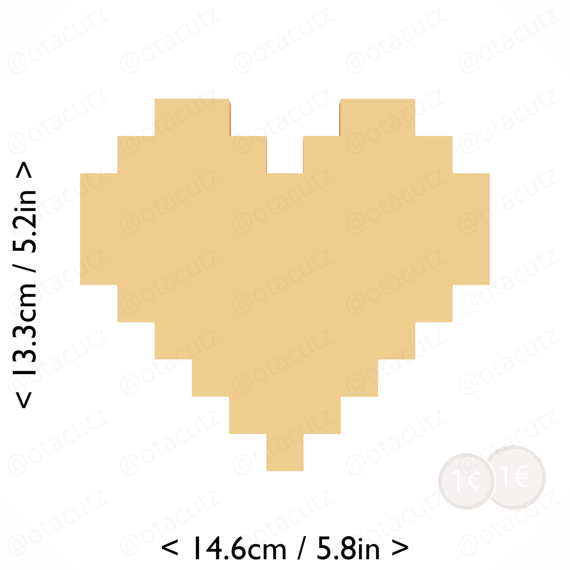 3D file Pixel Heart Cookie Cutter 5.75in / 14.6cm・3D printer design to ...