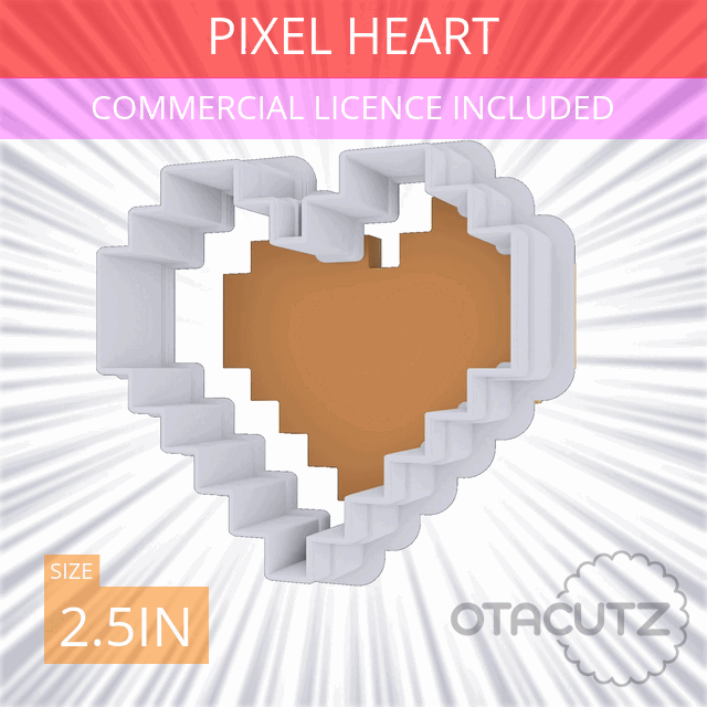 STL file Pixel Heart Cookie Cutter 2.5in / 6.4cm 💜・3D printable model ...