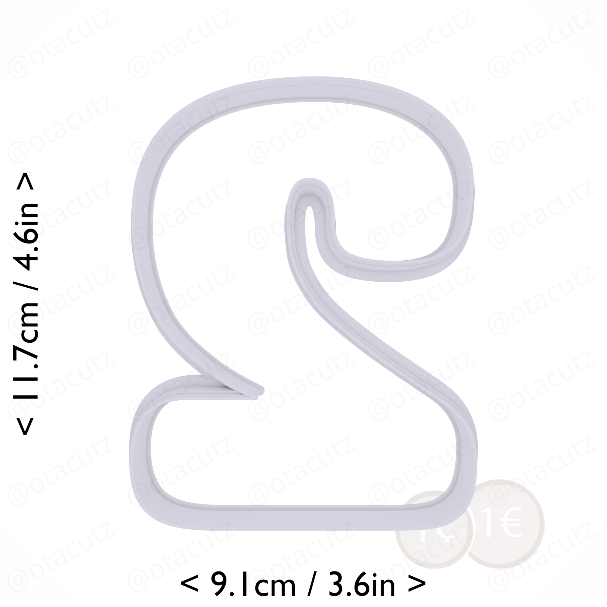 STL file Number Two Cookie Cutter 4.25in / 10.8cm・Template to download ...