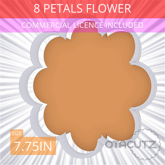 Archivo 3D Cortador de galletas Flor de 8 pétalos 7.75in / 19.7cm ...