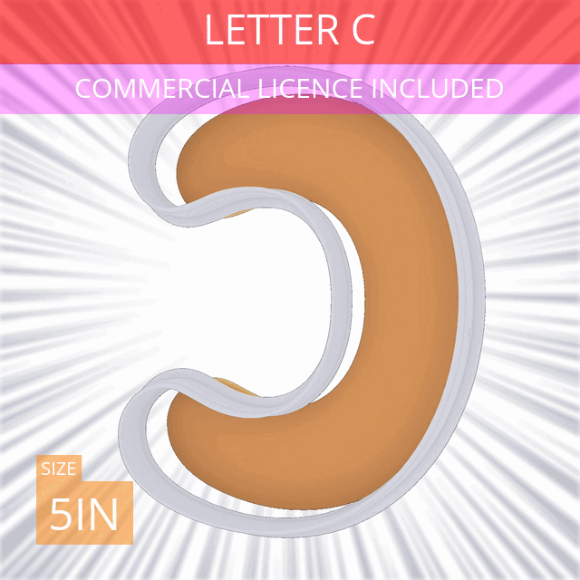 3D file Letter C Cookie Cutter 5in / 12.7cm 🍪・3D printable design to ...