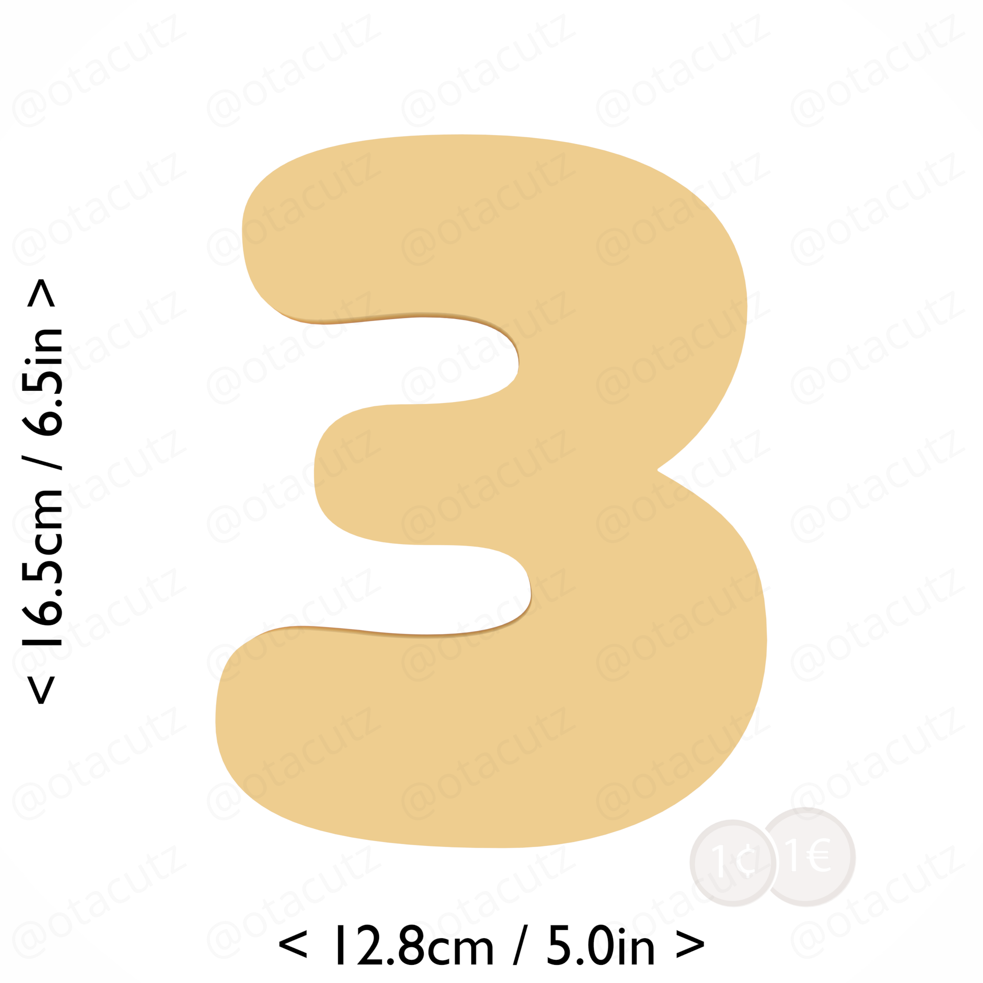 STL file Number Three Cookie Cutter 6.5in / 16.5cm・3D printer model to ...