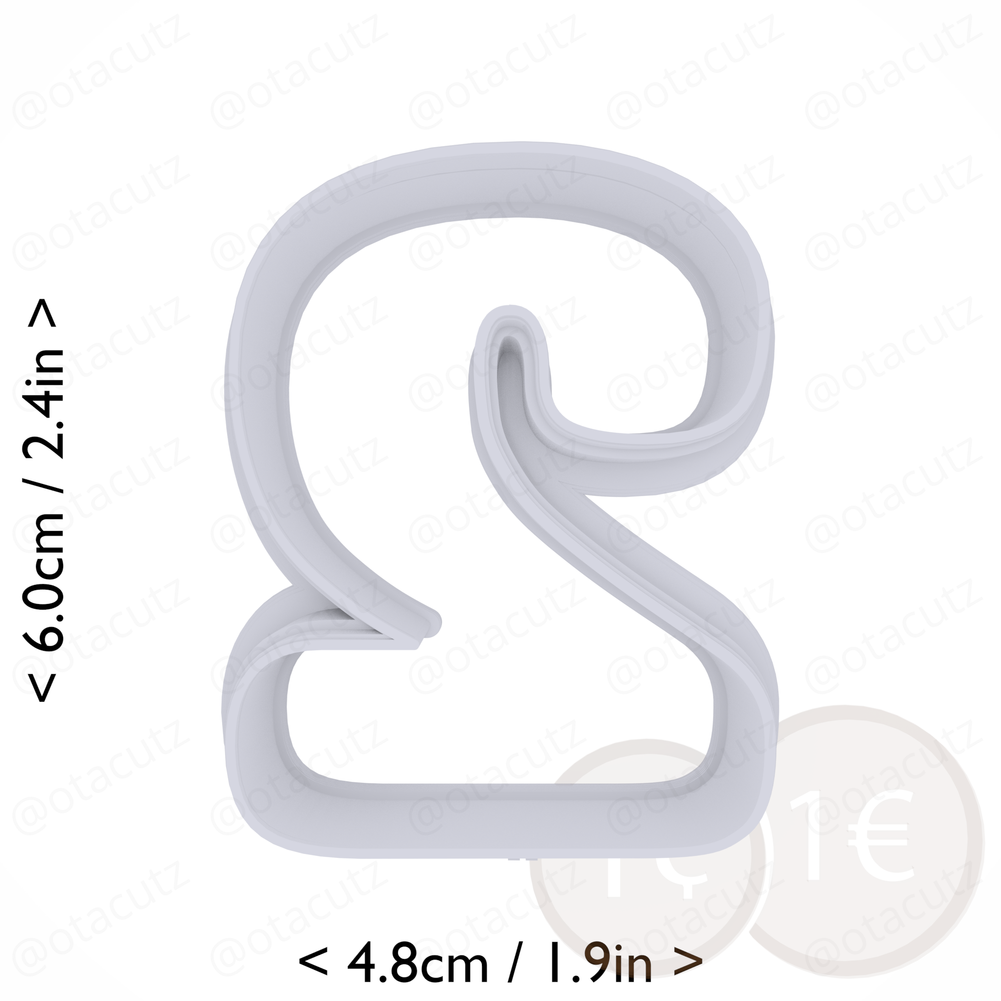 STL file Number Two Cookie Cutter 2in / 5.1cm・3D printing template to ...