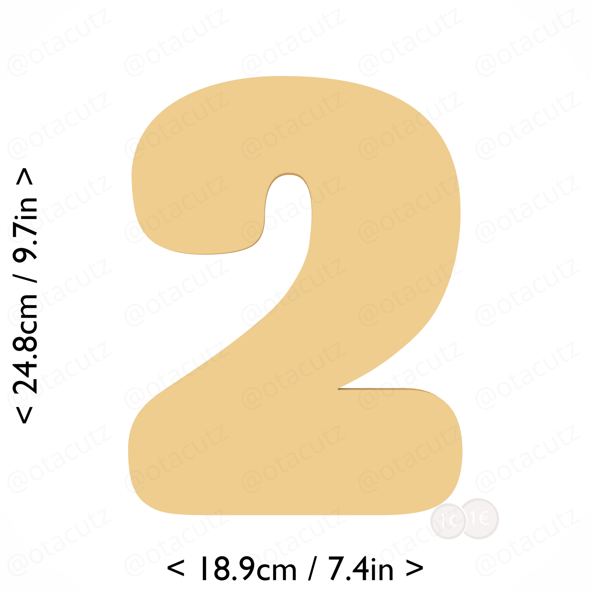 3D file Number Two Cookie Cutter 9.75in / 24.8cm・Design to download and ...