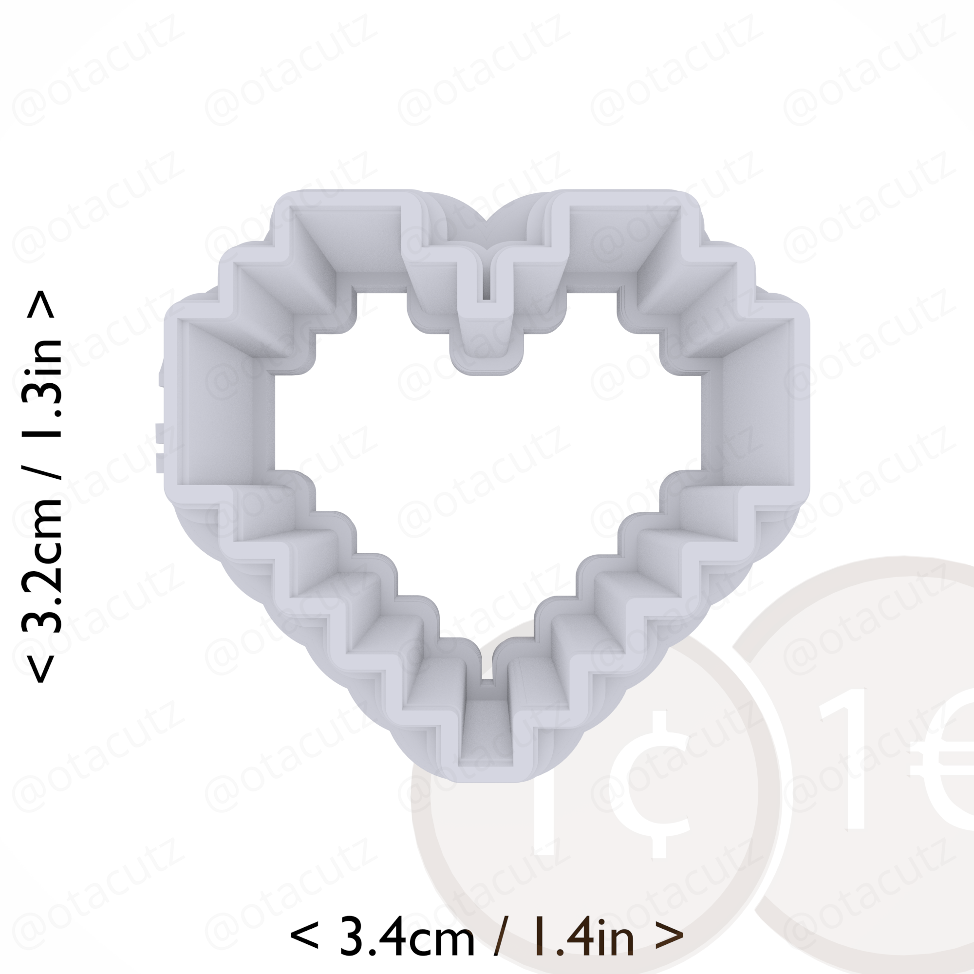 STL file Pixel Heart Cookie Cutter 1in / 2.5cm・3D print object to ...