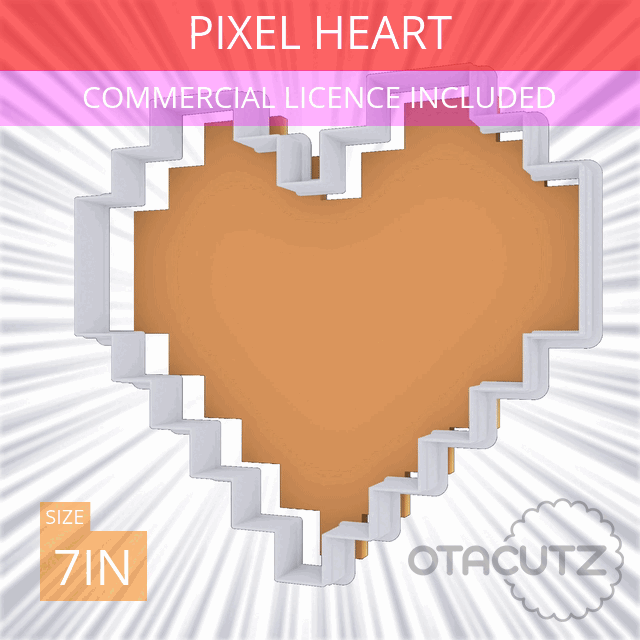 3D file Pixel Heart Cookie Cutter 7in / 17.8cm・3D printable model to ...
