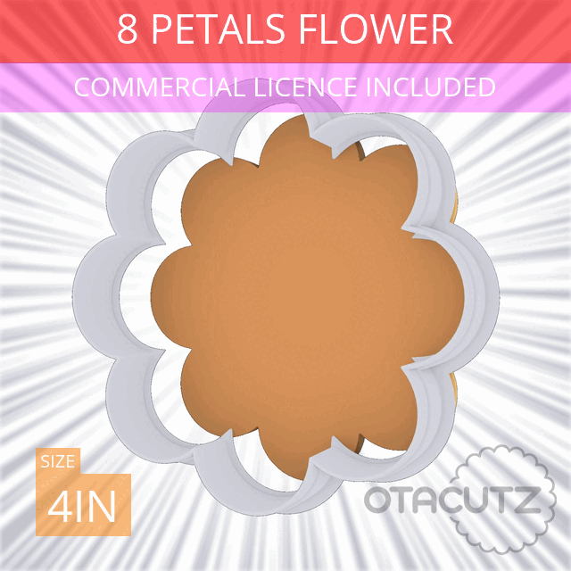 Fichier STL 8 Petals Flower Cookie Cutter 4in / 10.2cm・Design pour ...