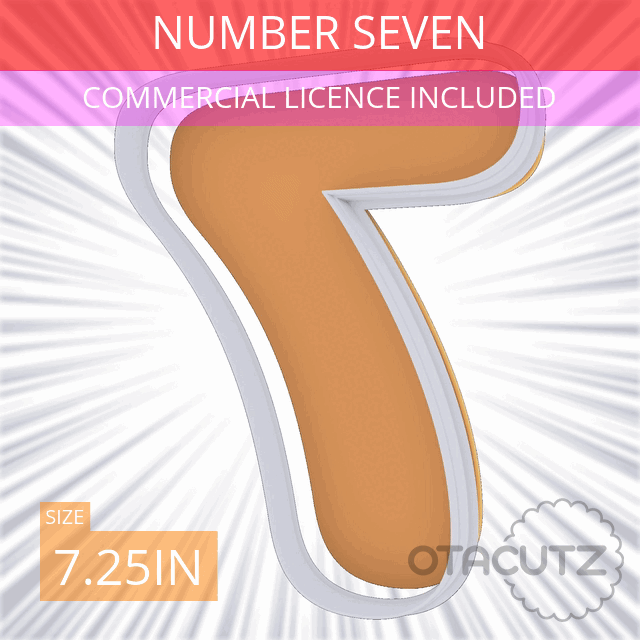 3D file Number Seven Cookie Cutter 7.25in / 18.4cm・Model to download ...