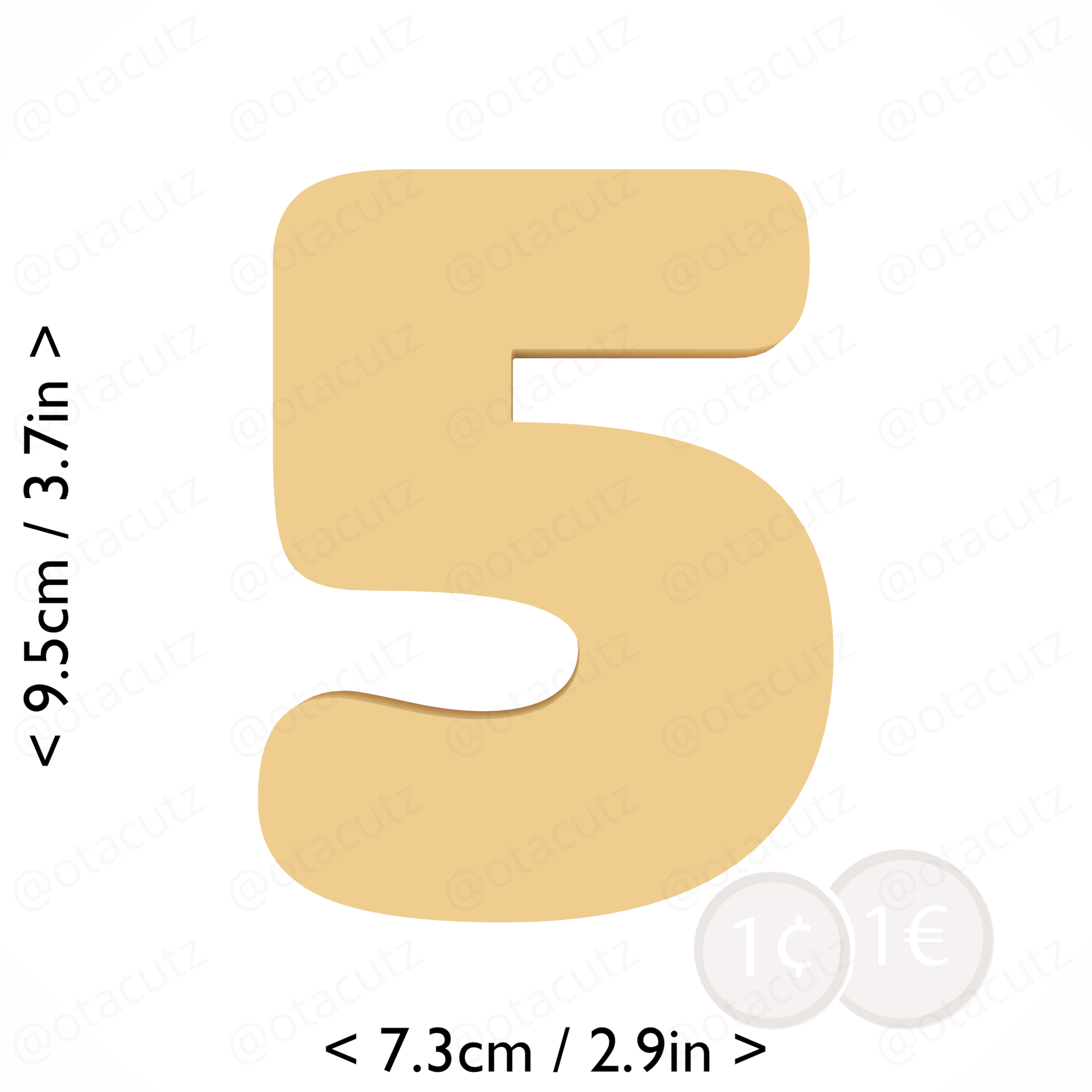 3D-Datei Nummer Fünf Ausstechform 9,5 cm / 3,75 Zoll・3D-druckbares ...