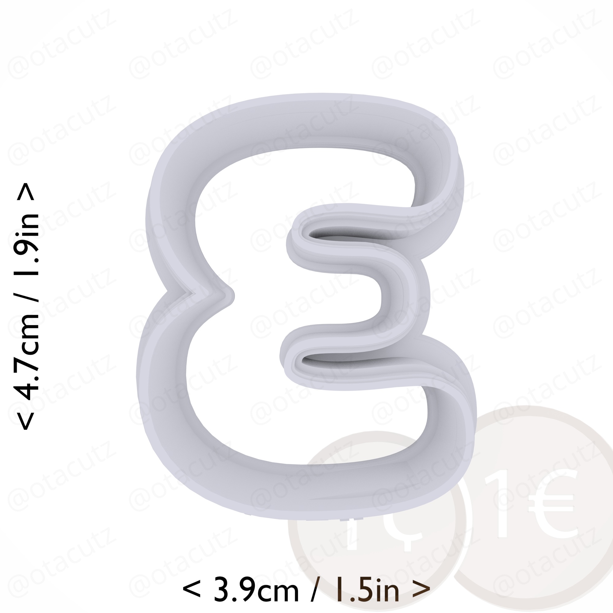 3D file Number Three Cookie Cutter 1.5in / 3.8cm・3D printer design to ...