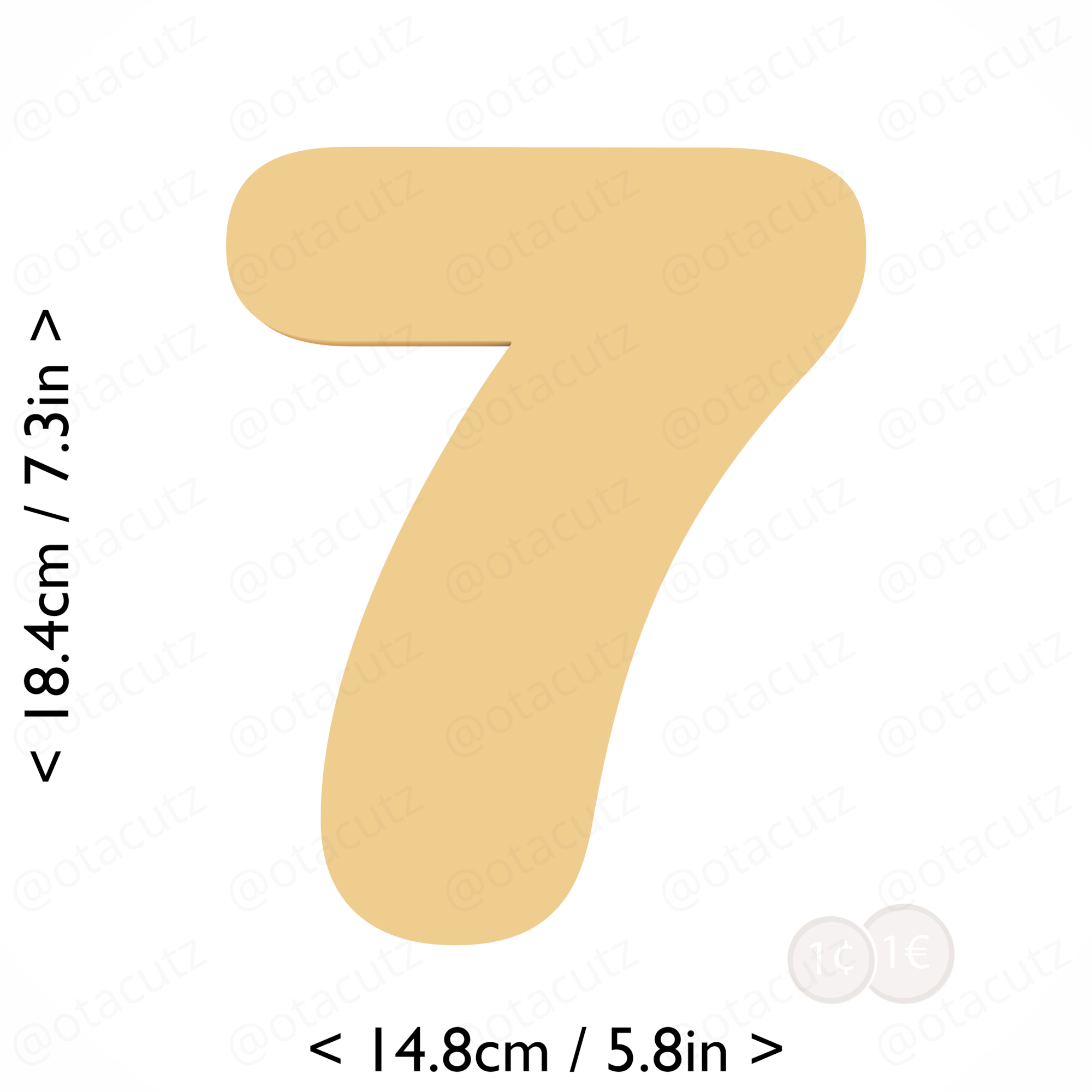 3D file Number Seven Cookie Cutter 7.25in / 18.4cm・Model to download ...