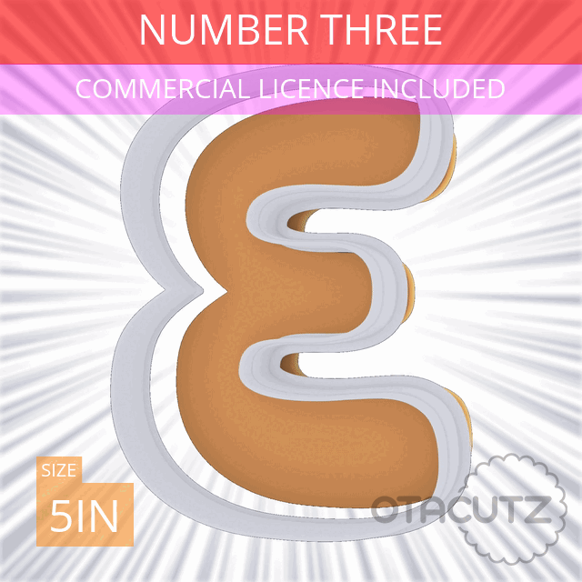 STL file Number Three Cookie Cutter 5in / 12.7cm・3D printing idea to ...