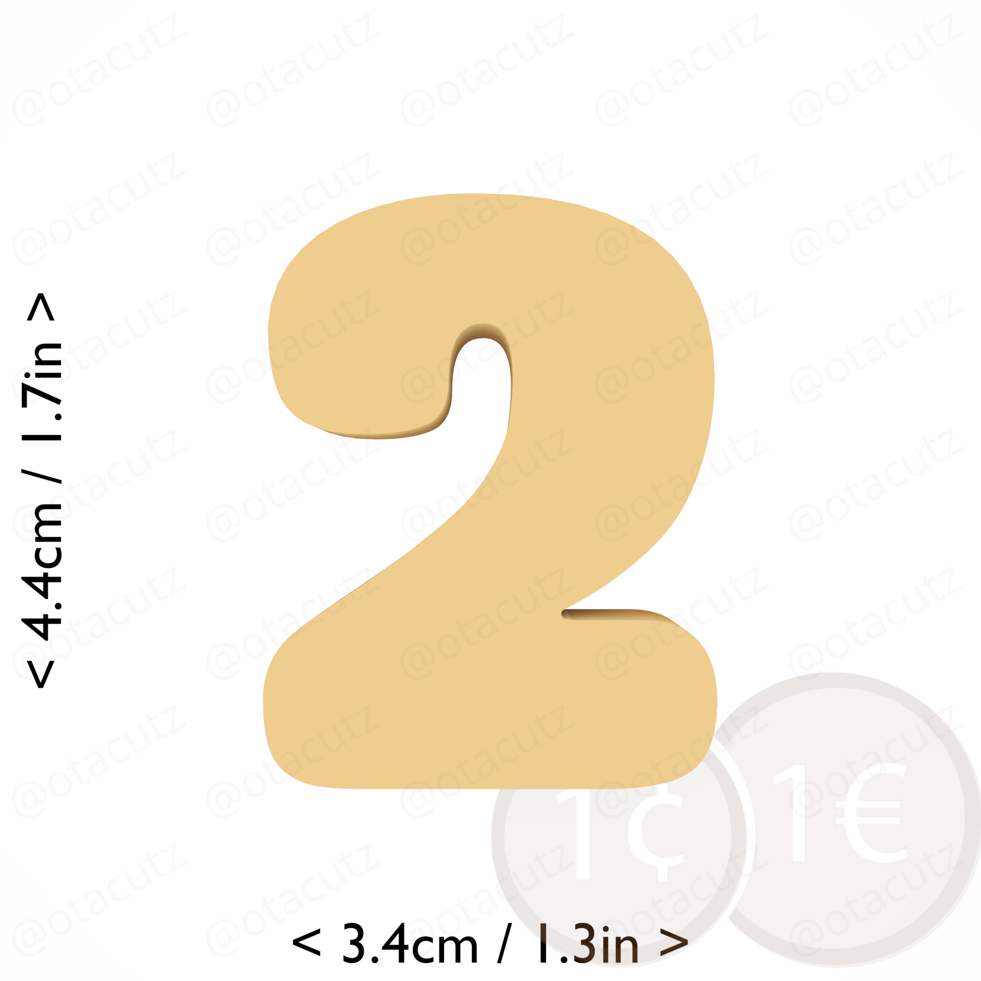 STL file Number Two Cookie Cutter 1.75in / 4.4cm・3D printable design to ...