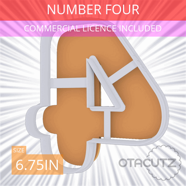 3D file Number Four Cookie Cutter 6.75in / 17.1cm・3D printer model to ...
