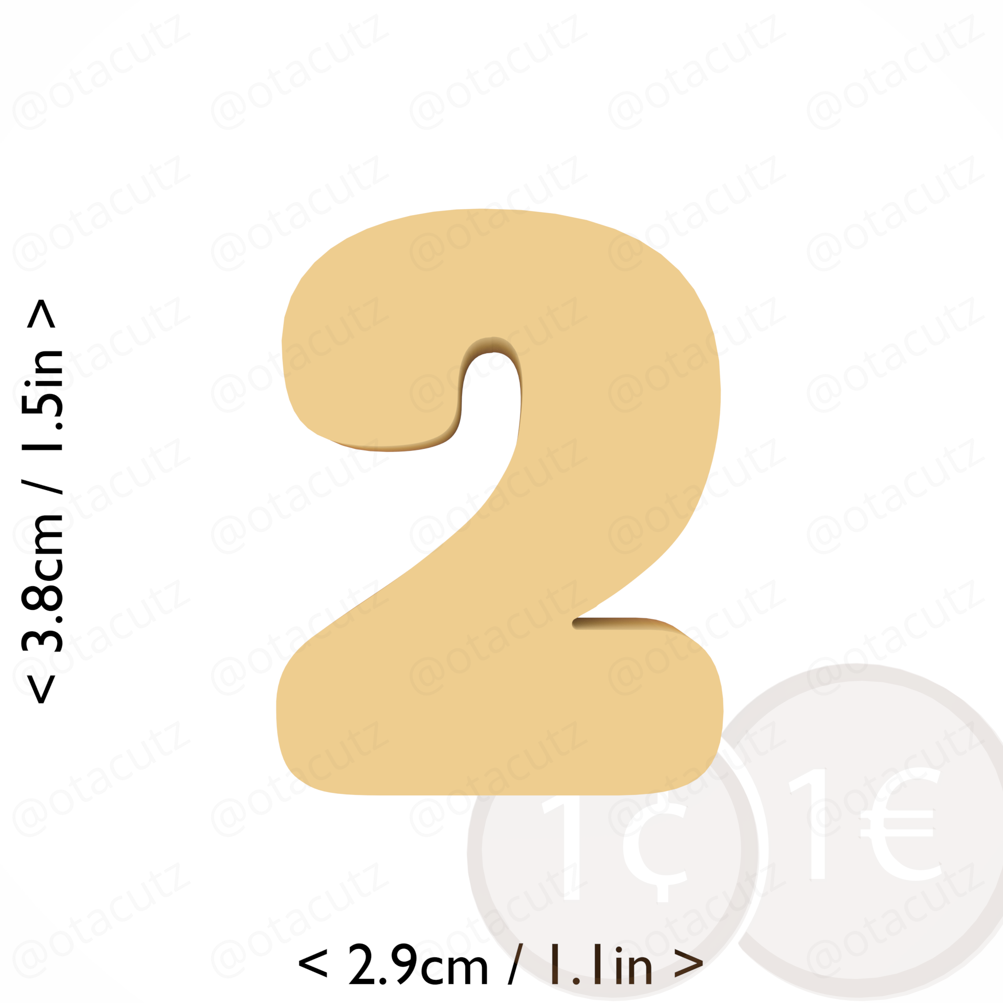 STL file Number Two Cookie Cutter 1.5in / 3.8cm・3D print object to ...