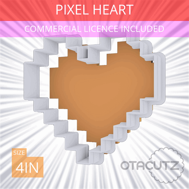Archivo 3D Pixel Heart Cookie Cutter 4in / 10.2cm・Modelo para descargar ...