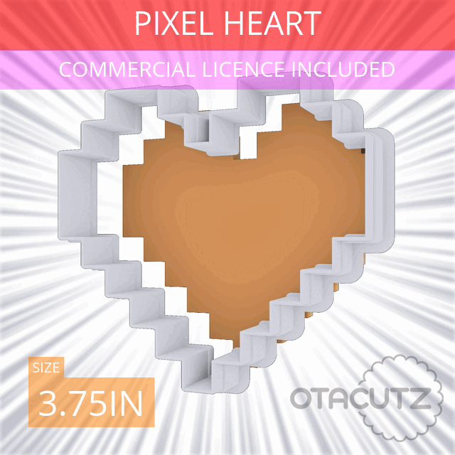 3D file Pixel Heart Cookie Cutter 3.75in / 9.5cm・3D printable model to download・Cults